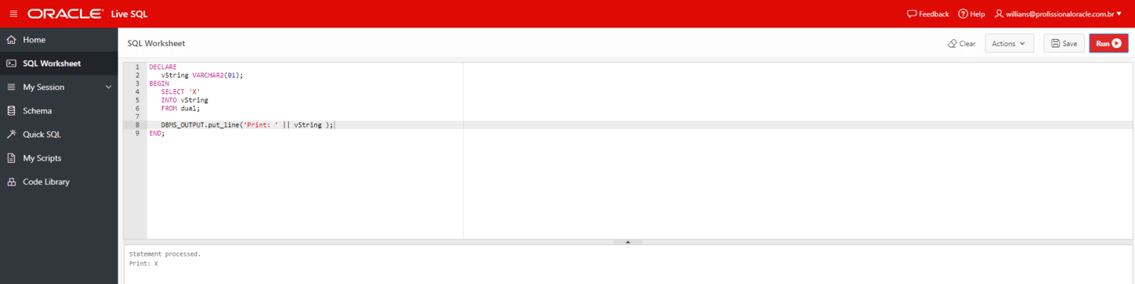 Oracle Live SQL