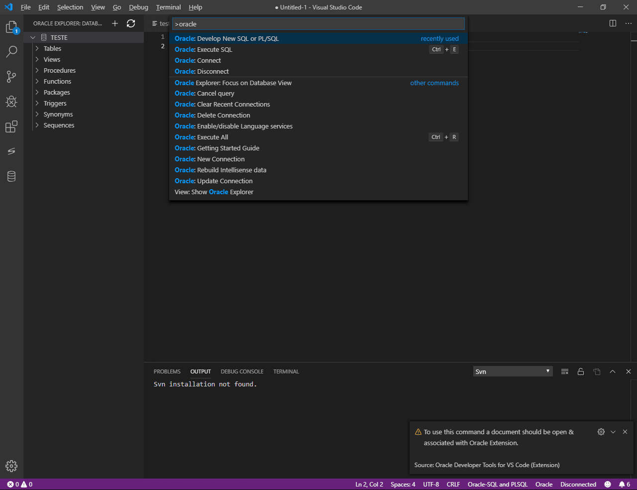 Configurando o Visual Studio Code com Oracle