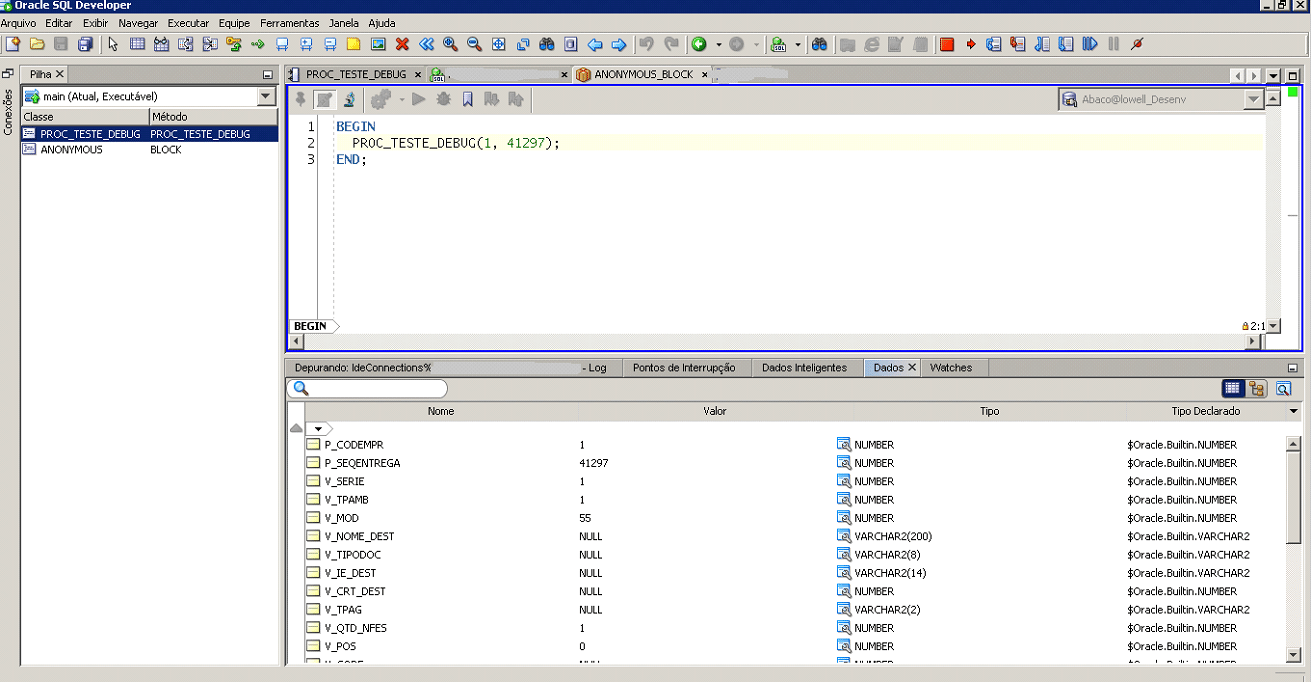Técnicas "Avançadas" de DEBUG no Oracle SQL DEVELOPER